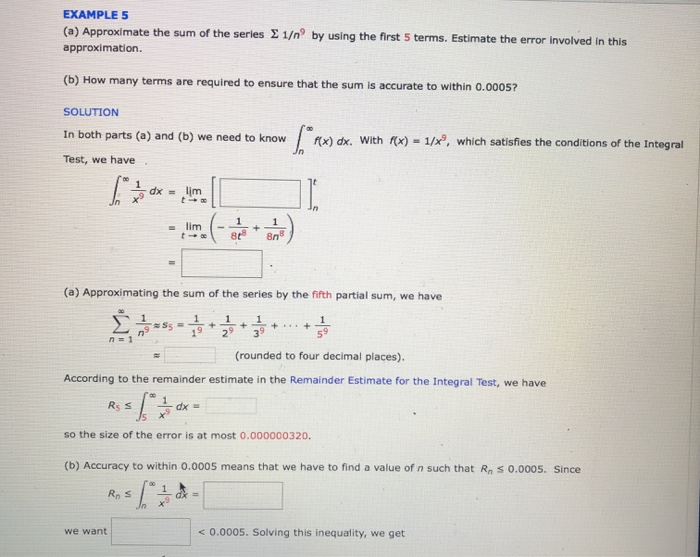 Solved EXAMPLE 5 (a) Approximate the sum of the series | Chegg.com