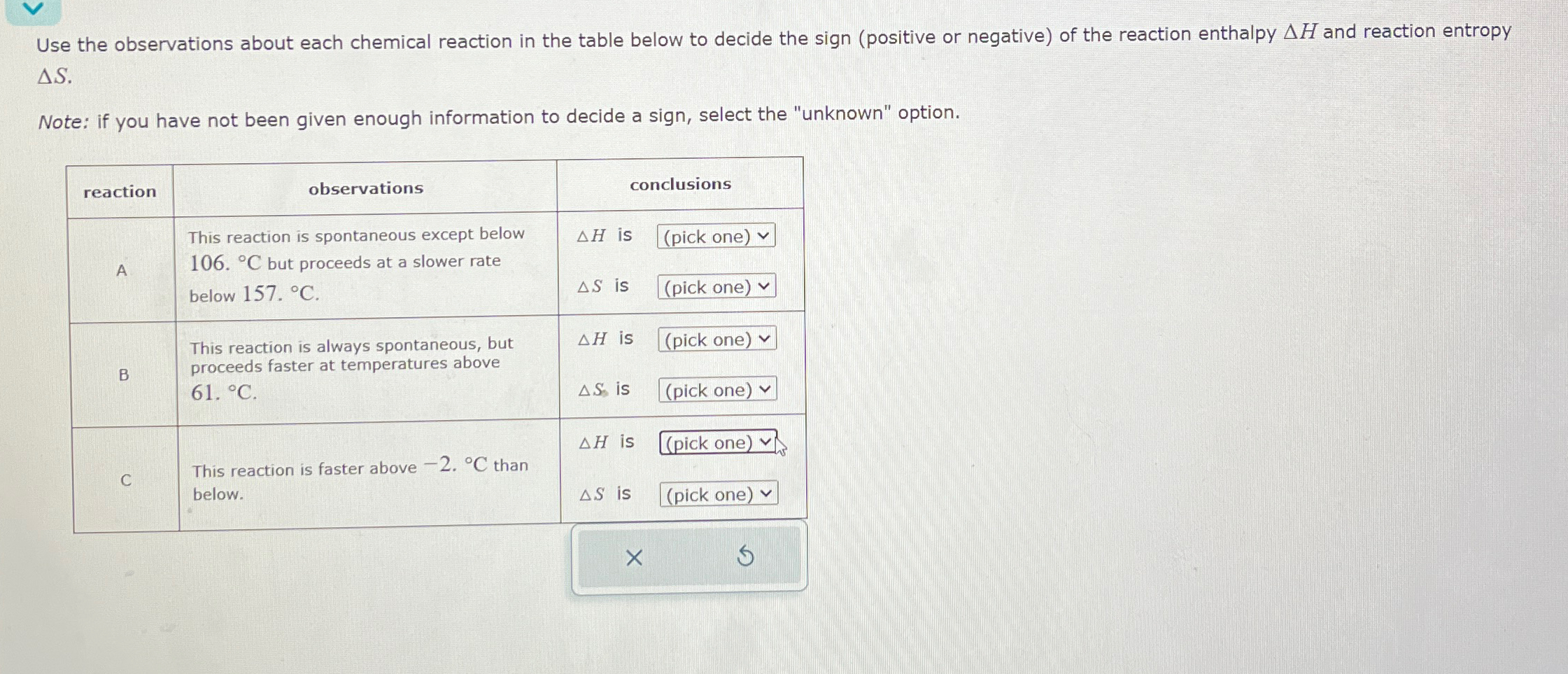 Solved Use the observations about each chemical reaction in | Chegg.com