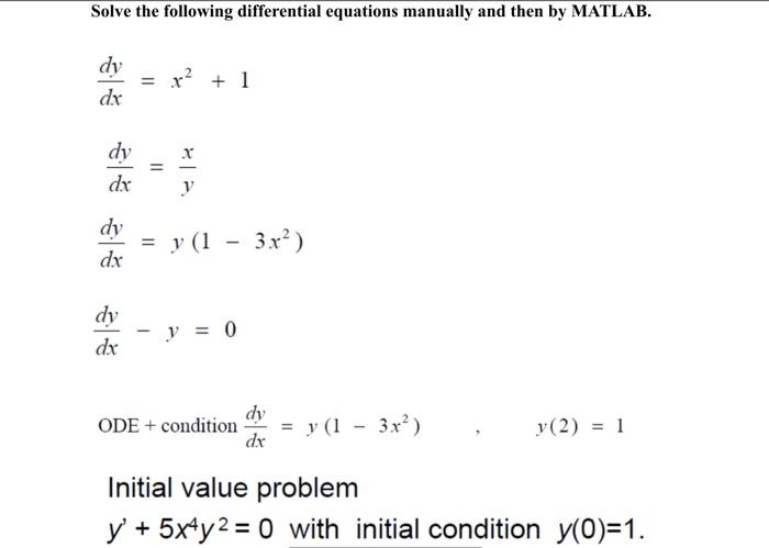 Solved Mathlab Only Dont Solve The Problem On Paper Just Do 3790