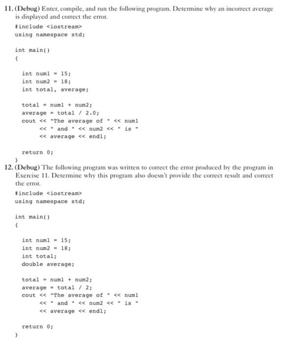 Solved Ex. 11, 12 Indicate what the errors are and how you | Chegg.com