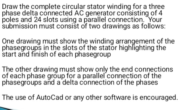 Solved Draw the complete circular stator winding for a | Chegg.com