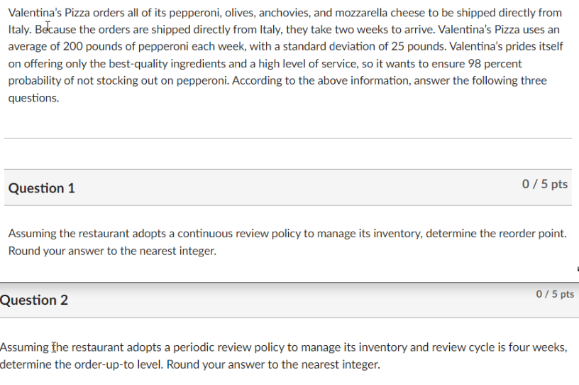 Solved Question 2Assuming the restaurant adopts a periodic | Chegg.com