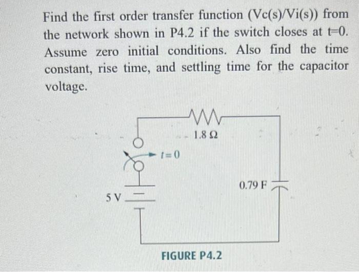 Solved Find the first order transfer function (Vc(s)/Vi(s)) | Chegg.com