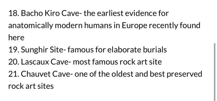 18. Bacho Kiro Cave- the earliest evidence for | Chegg.com