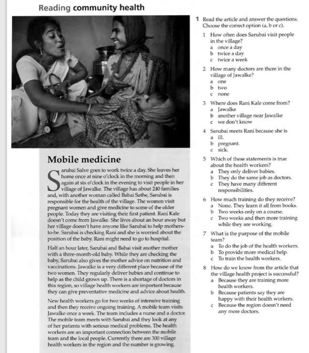 Solved Reading community health 1 Read the article and | Chegg.com