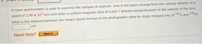 Solved A mass spectrometer is used to examine the isotopes | Chegg.com