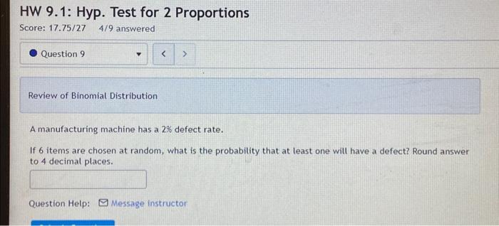 Solved HW 9.1: Hyp. Test for 2 Proportions Score: | Chegg.com