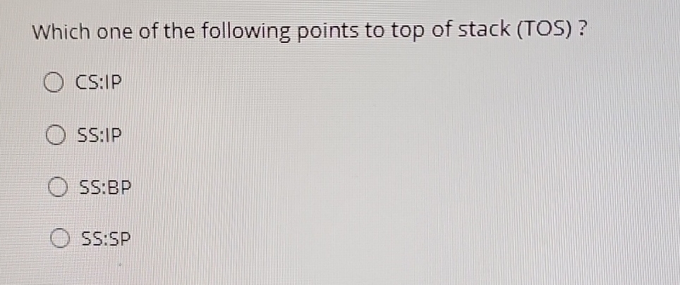 Solved Which one of the following points to top of stack | Chegg.com
