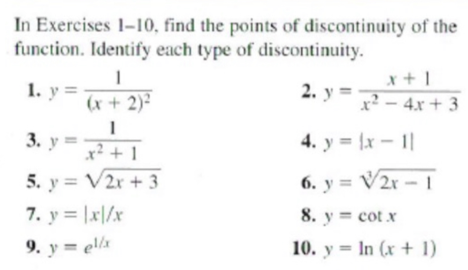 Solved In Exercises 1 10 ﻿find The Points Of Discontinuity