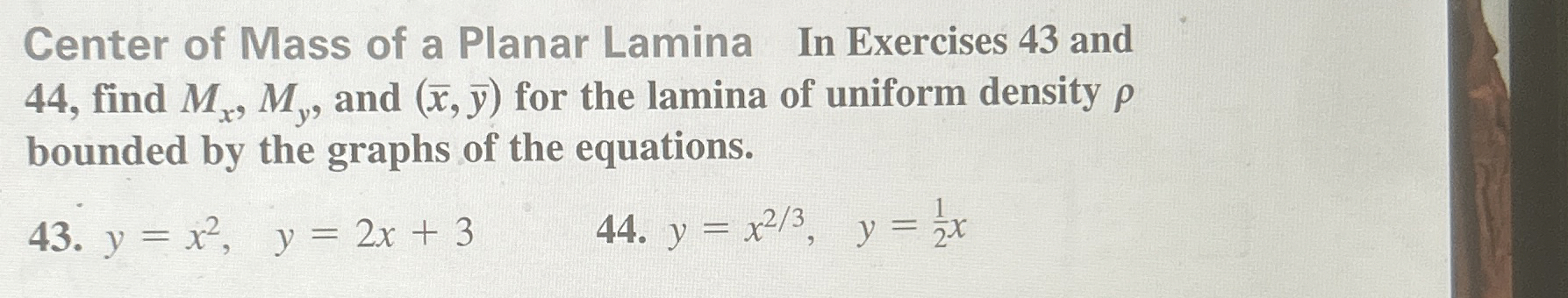 Solved Center of Mass of a Planar Lamina In Exercises 43 | Chegg.com