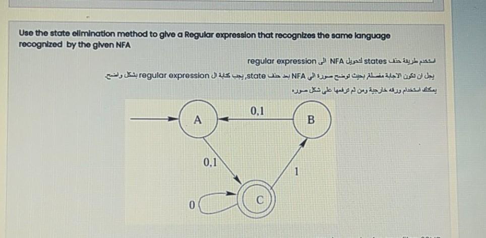 Solved Use the state elimination method to give a Regular | Chegg.com