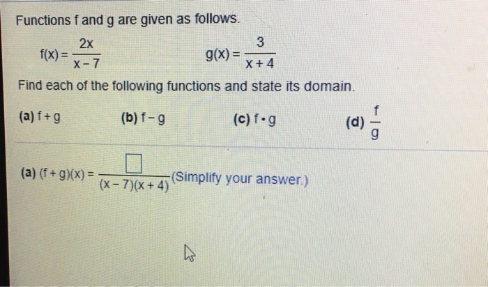 Solved g(x) = - Functions f and g are given as follows. f(x) | Chegg.com