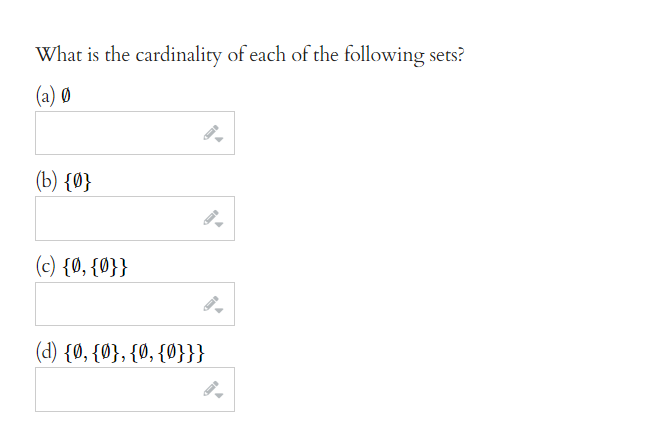 Solved What is the cardinality of each of the following | Chegg.com