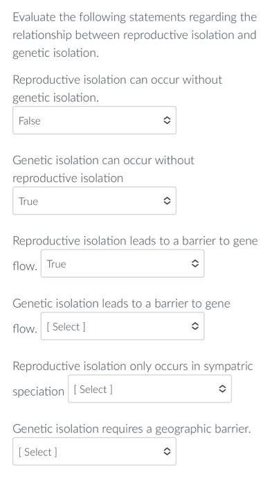 Solved relationship between reproductive isolation and | Chegg.com