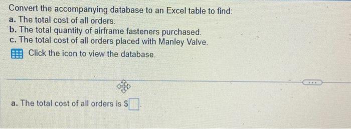 Solved Convert the accompanying database to an Excel table | Chegg.com