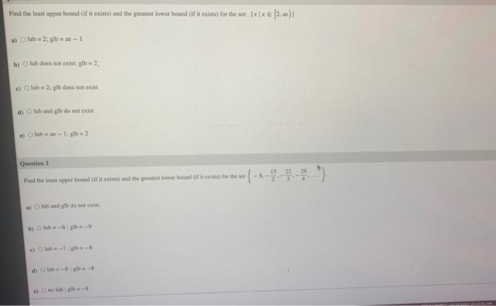 Solved Find the least upper bound (if it exists) and the | Chegg.com