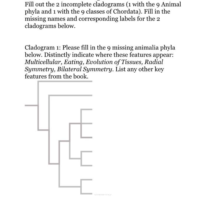 Solved Fill out the 2 incomplete cladograms (1 with the 9 | Chegg.com
