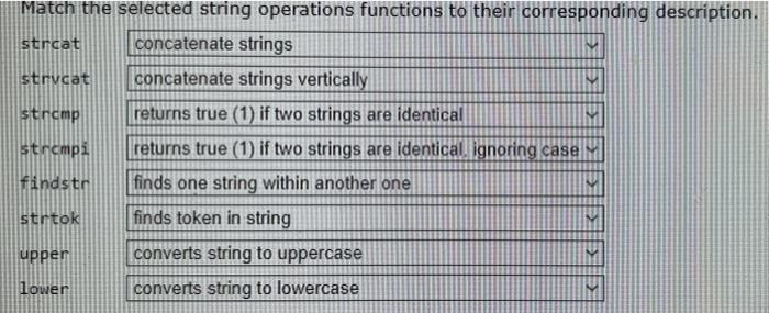 Solved V Match the selected string operations functions to | Chegg.com