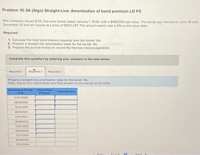 Solved Problem 10-3A (Algo) Straight-Line: Amortization of | Chegg.com