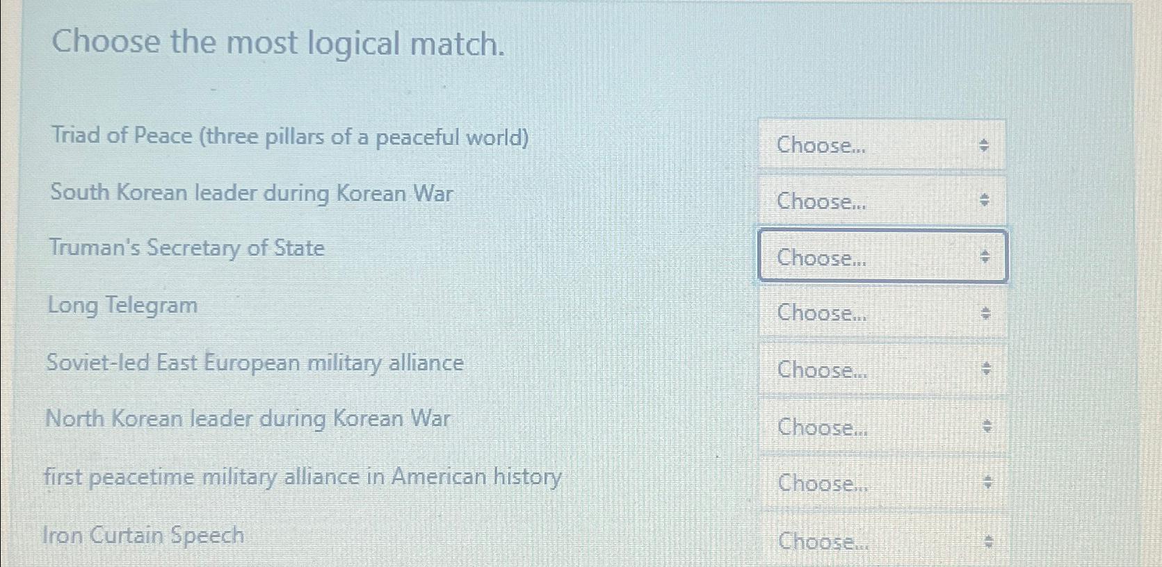 Solved Choose the most logical match.Triad of Peace (three | Chegg.com
