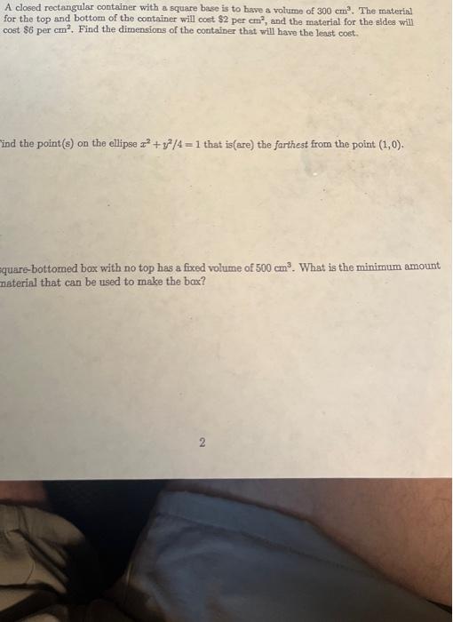 Solved A closed rectangular container with a square base is | Chegg.com