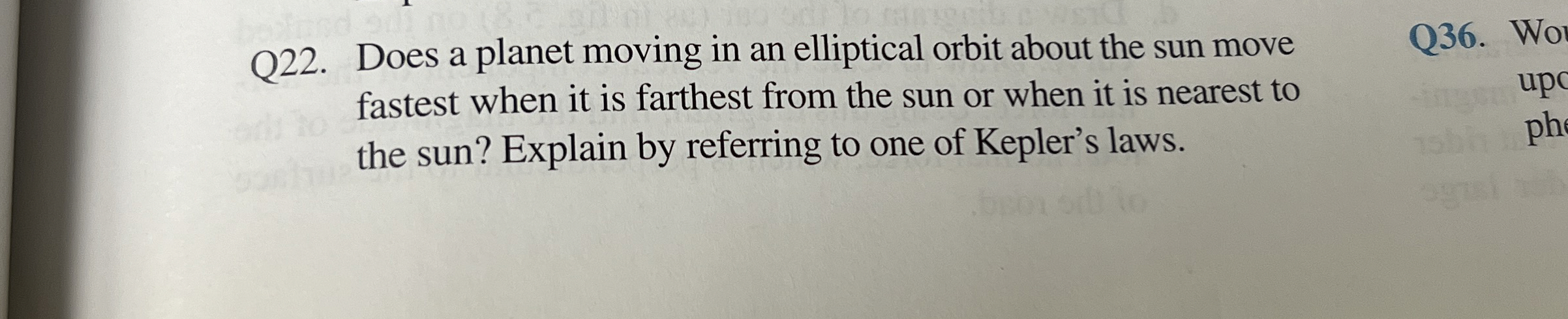 Solved Q22. ﻿Does a planet moving in an elliptical orbit | Chegg.com