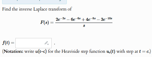 Find the inverse Laplace transform | Chegg.com