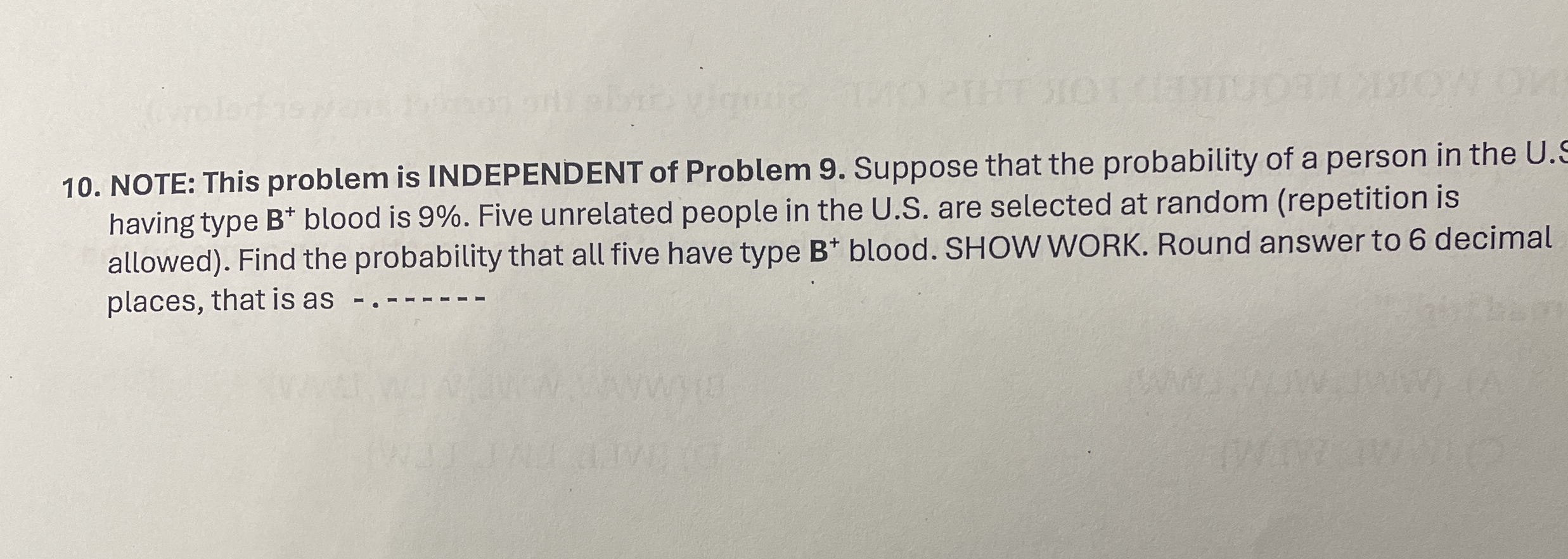 Solved NOTE: This problem is INDEPENDENT of Problem 9. | Chegg.com