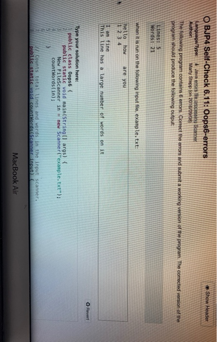 O BJP4 Self-Check 6.11: Oops6-errors Show Header | Chegg.com