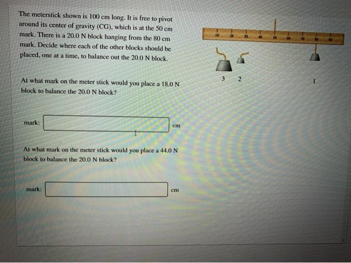 Solved The meterstick shown is 100 cm long. It is free to | Chegg.com
