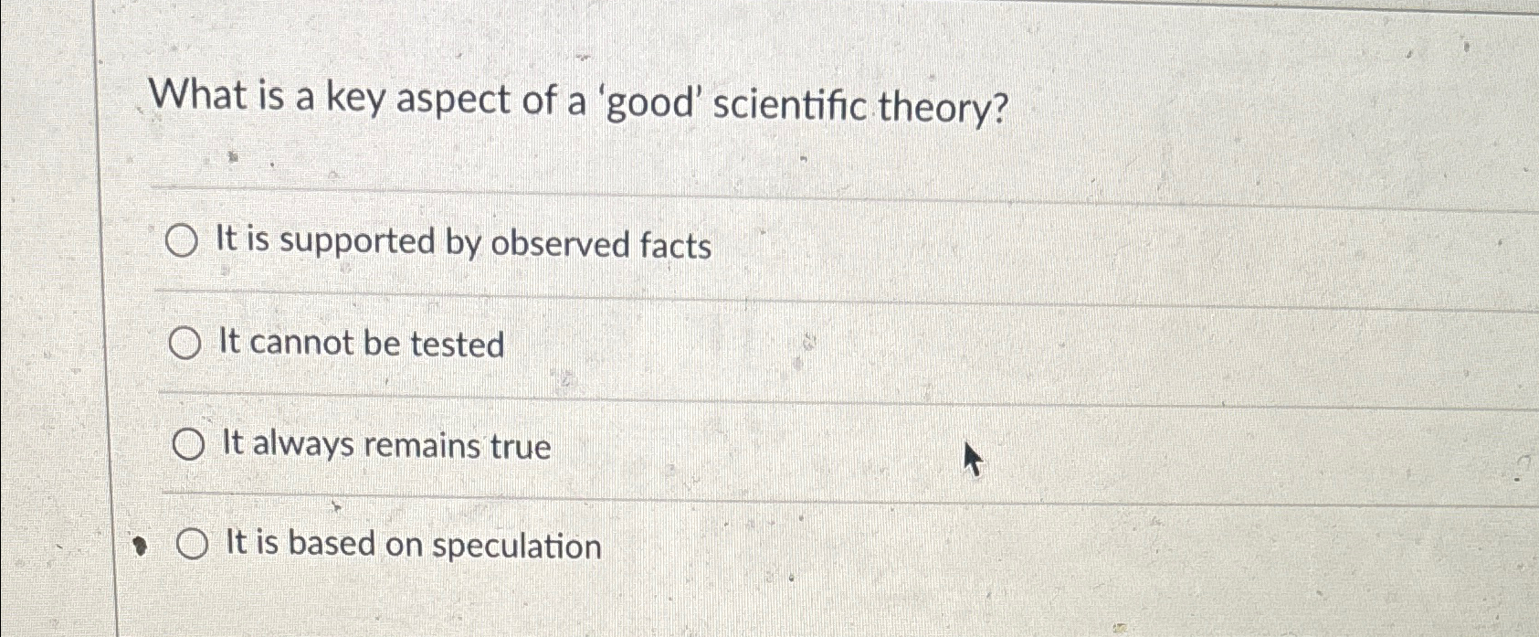 Solved What is a key aspect of a 'good' scientific theory?It | Chegg.com
