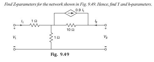 Solved Find Z-parameters for the network shown in Fig. 9.49. | Chegg.com