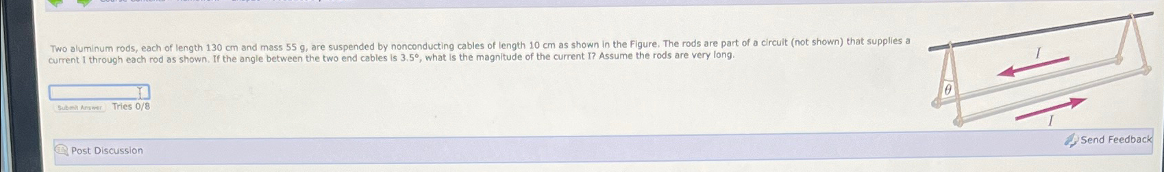 Solved current 1 ﻿through each rod as shown. If the angle | Chegg.com