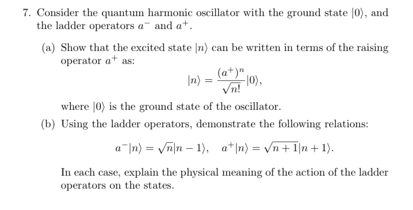 Solved Consider the quantum harmonic oscillator with the | Chegg.com
