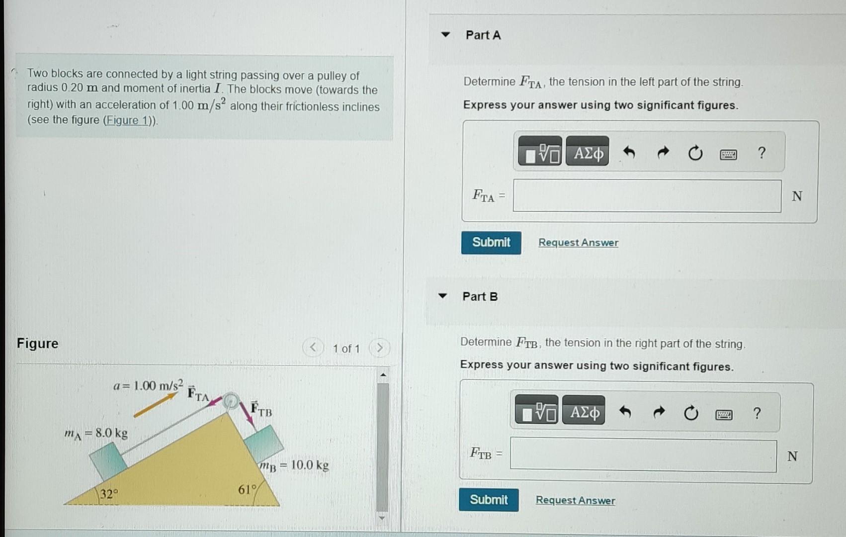 Solved Part ATwo blocks are connected by a light string | Chegg.com