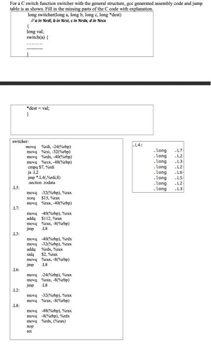 Solved For a C switch function switcher with the general | Chegg.com