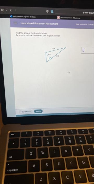 Solved esc tab . cameron signars-Out Unproctored Placement | Chegg.com