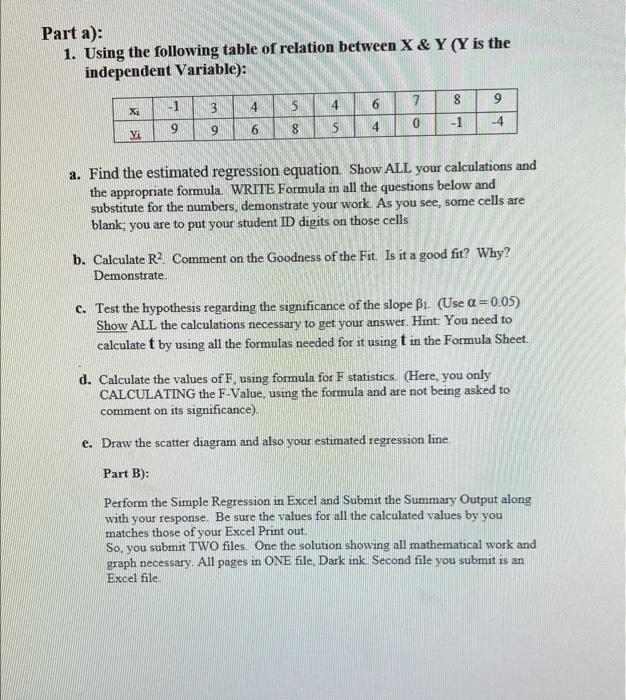 Solved Part a): 1. Using the following table of relation | Chegg.com