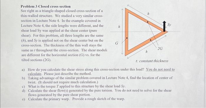 Solved Problem 3 Closed cross-section See right as a | Chegg.com
