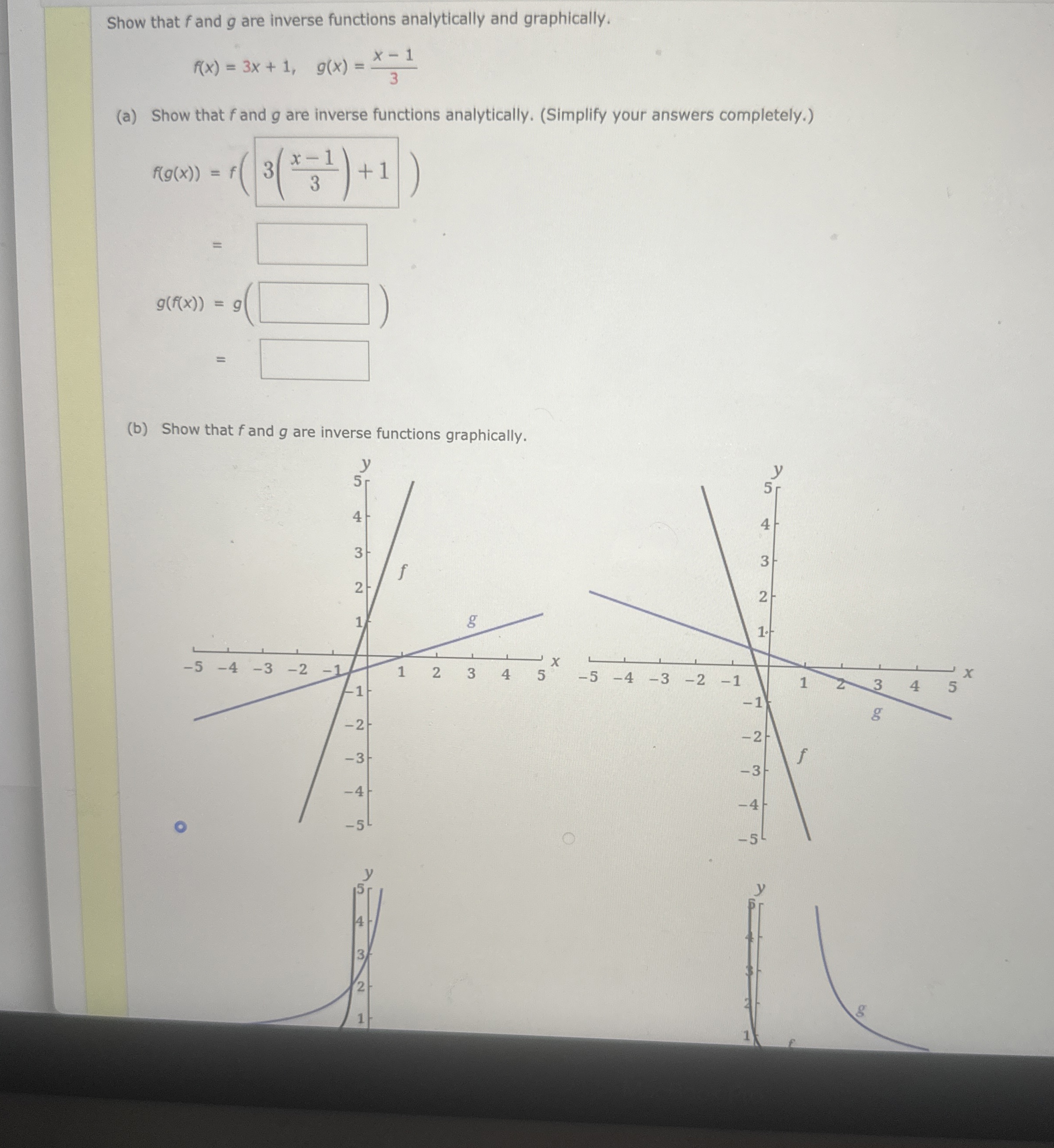 Solved Show That F ﻿and G ﻿are Inverse Functions