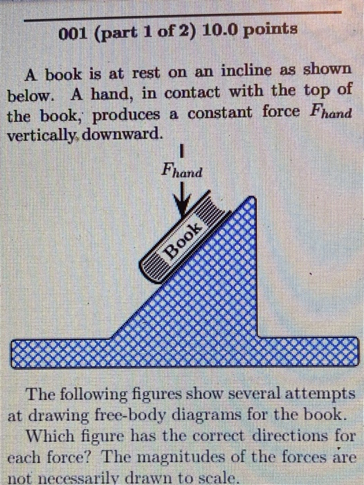 Solved 001 (part 1 of 2) 10.0 points A book is at rest on an | Chegg.com