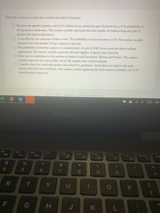 Solved Select the instances in which the variable described | Chegg.com