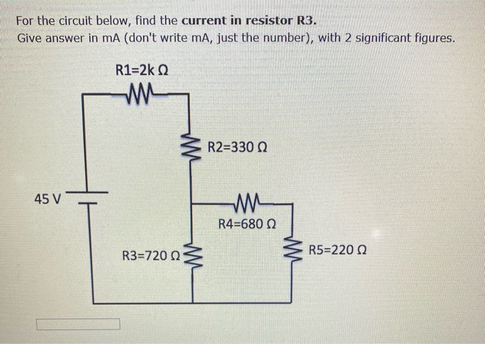 Solved For the circuit below, find the current in resistor | Chegg.com