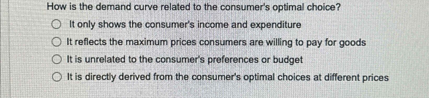 Solved How is the demand curve related to the consumer's | Chegg.com
