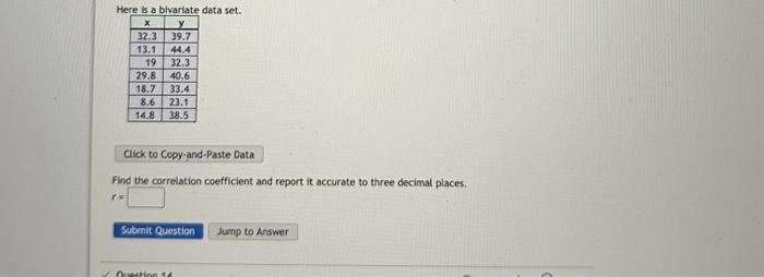 Solved Hece ik a hivariate data set. Find the correlation | Chegg.com