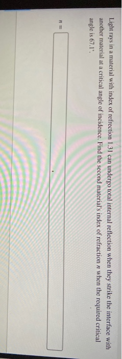 Solved Light rays in a material with index of refrection | Chegg.com