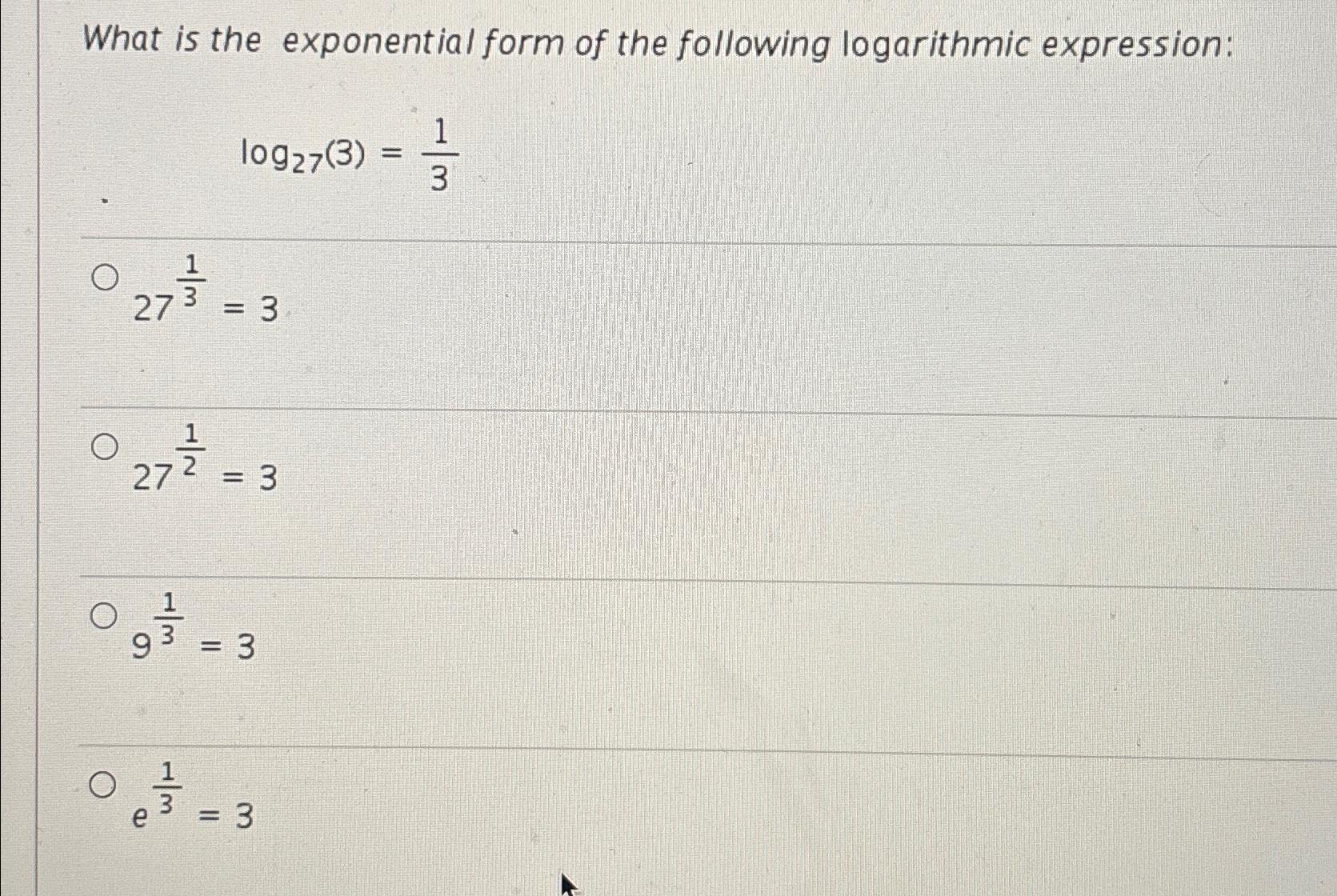 Solved What is the exponential form of the following | Chegg.com