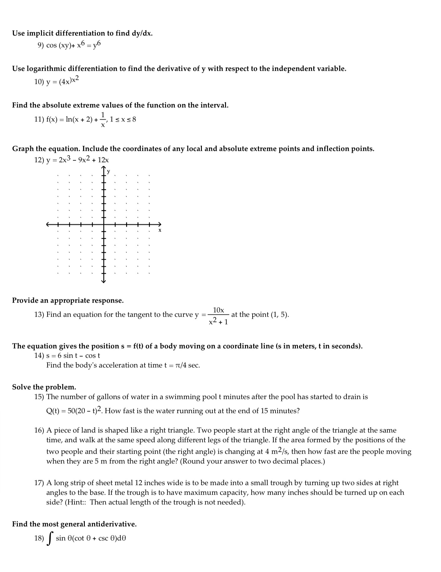 Solved Answer questions 9-18Use implicit differentiation to | Chegg.com