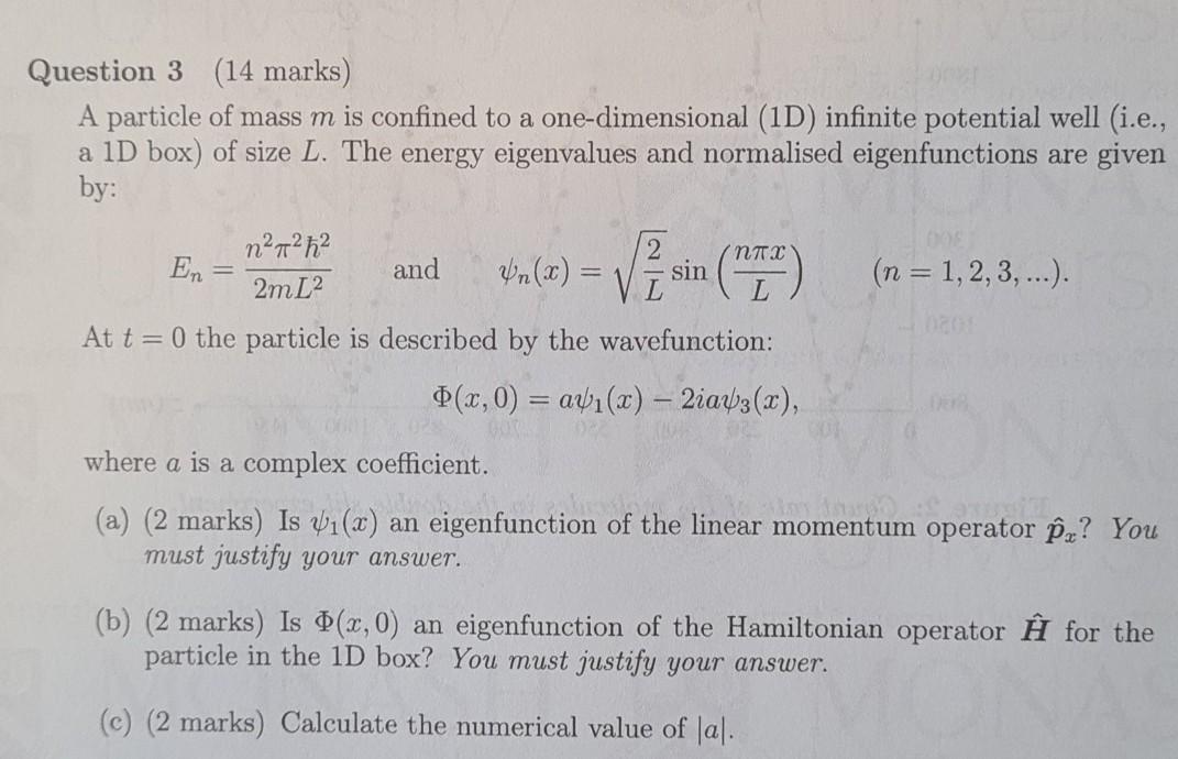 Solved Question 3 (14 marks) A particle of mass m is | Chegg.com