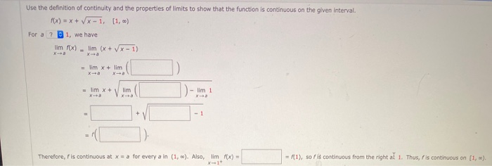 Solved Use the definition of continuity and the properties | Chegg.com